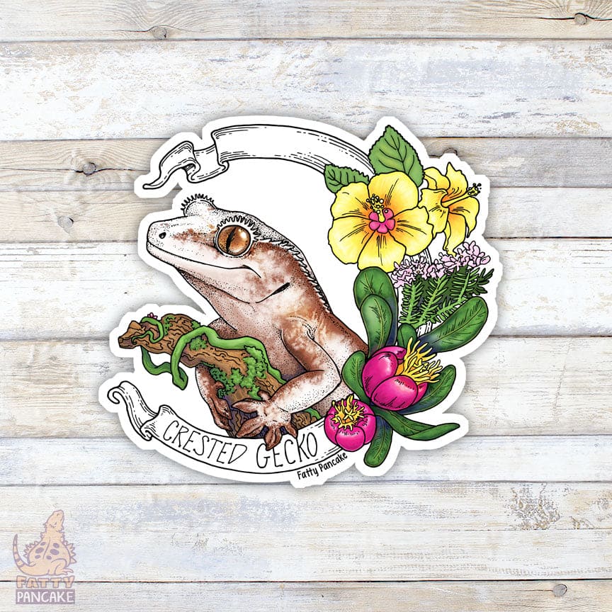 Crested Gecko Banner Sticker – Fatty Pancake