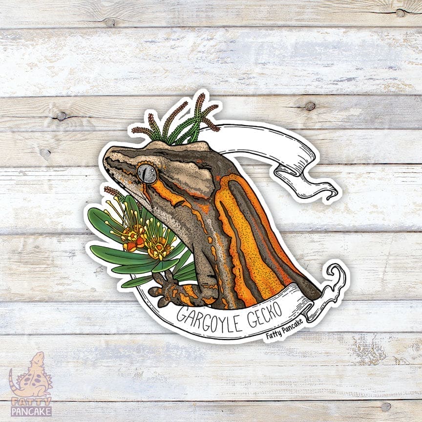 Banner Gargoyle Gecko Sticker – Cute Reptile Vinyl Decal – Fatty Pancake